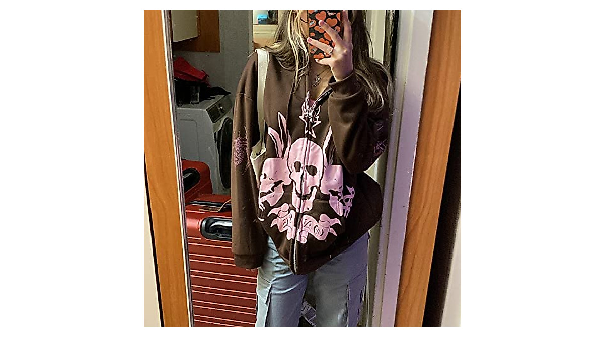 PLAYPUNK Oversized Y2K Skeleton Hoodie for Stylish Comfort