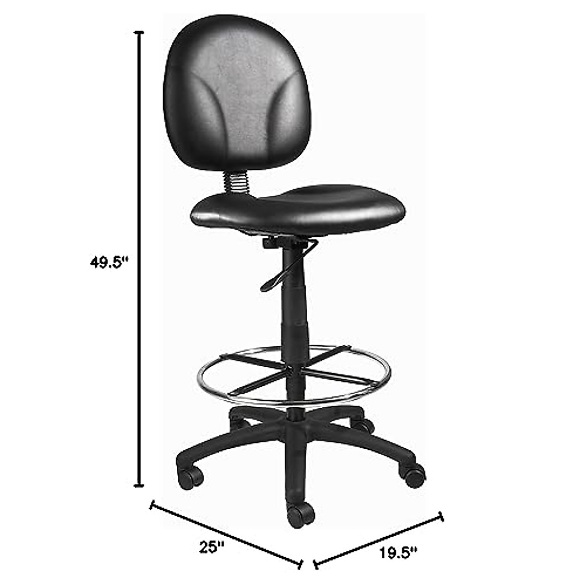 Boss Office Products Stand Up Caressoft Drafting Stool without Arms in Black