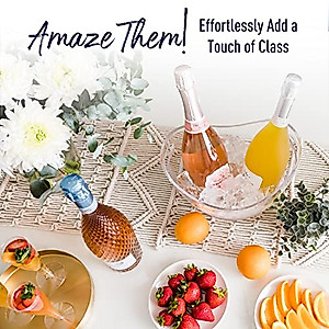 PRESTIGE Ice Bucket for Parties (3.5L) & 24 Mimosa Glasses (5 Oz) | Champagne Bucket w/Plastic Champagne Flutes. Disposable Brunch Cups, Bridal Shower Decorations Wine Chiller, Birthday Bar Supplies