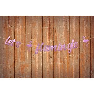 Pink Glitter Let's Flamingle Party Banner,Summer Tropical Hawaiian Bachelorette Party Bridal Shower Party Decorations Supplies