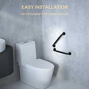 2 Pack 16 Inch Black Shower Grab Bar w/Anti Slip Rubber Grip,ZUEXT Stainless Steel Bath Grab Bar,Bathroom Balance Bar,Wall Mount Safety Handrail Support,Handicap Injury Elderly Senior Assist Handle