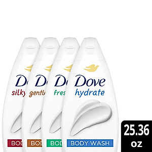Dove Body Wash Value-Size Variety 6-Pack – Hydrate, Gentle Pamper, Fresh Care, and Silky Velvet, Family Size, 25.36 Oz Ea
