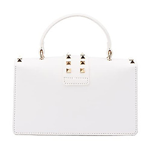 Olivia Miller Women's Fashion, Heather White Studded PVC Jelly Crossbody Bag w Detachable Chain Strap, Casual Trendy Purse Handbag