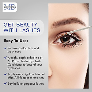 MD Lash Factor Eyelash Growth Serum| Enhances Your Natural Lashes For A Fuller, Longer & Denser Look | Eyelashs Enhancer for Women | 0.2 Fl Oz - 6 Month Supply