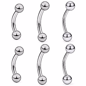 Vsnnsns 14G G23 Titanium Daith Rook Earring Piercing Curved Barbell Eyebrow Rings Snake Eyes Tongue Rings Piercing Jewelry Cartilage Tragus Forward Helix Piercing Jewelry for Women Men 8mm 10mm 12mm