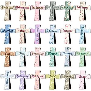 48 Pcs Magnetic Bookmarks Religious Floral Marble Christian Cross Bookmark for Women Bible Magnetic Page Clips Cute Flower Religious Scripture Bible Verse Marks for Student Office Book (Floral Style)