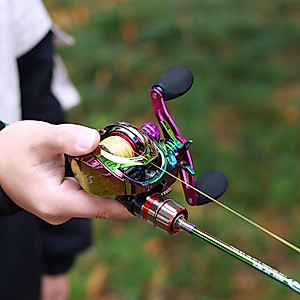 Sougayilang Colorful Baitcasting Fishing Rod and Fishing Reel, Ultra Light Trout Rods 2 Pieces and Baitcaster Reel Combo