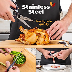 Kitchen Shears by Gidli - Lifetime Replacement Warranty- Includes Seafood Scissors As a Bonus - Heavy Duty Stainless Steel All Purpose Ultra Sharp Utility Scissors