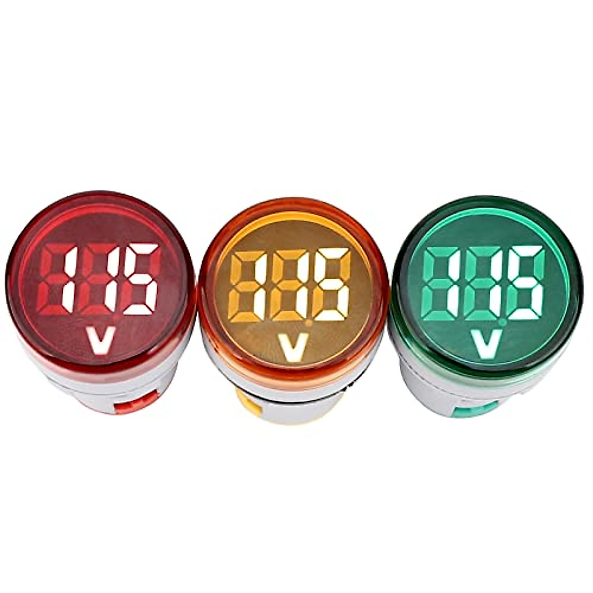 DROK AC 500V Voltage Meter, 3pcs AC 60-500V 110v 220v Voltage Monitor Digital Larger LED Screen Voltmeter Volt Detetor Green Red Yellow Signal Indicator Light Panel