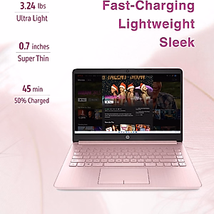 hp Stream Laptop, 14" HD Display, Intel Celeron N4020 Processor, 16GB Memory, 320GB Storage (64GB eMMC + 256GB USB), 1-Year Office 365, Webcam, HDMI, Wi-Fi, USB-C, Windows 11 Home, Pink, JVQ MP