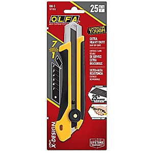 OLFA 25mm Extra Heavy-Duty Utility Knife (XH-1) - Multi-Purpose Custom Cutting Depth Utility Knife w/ Reinforced Fiberglass Handle & Snap-Off Blade, Replacement Blades: Any OLFA 25mm Blade