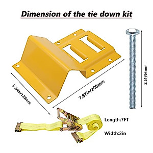 NovelBee Wheel Chock Tie Down Kit, Trailer Tie Down System for UTV, ATV & Mower (Yellow Wheel Chock & Yellow Strap)
