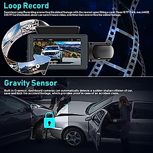 Dash Cam Front and Rear, Dash Camera for Cars 1080P Full HD Dual Dashboard Camera Recorder 3" IPS Screen in Car Camera Night Vision,Motion Detection Parking Monitor G-Sensor+ 32G SD Card