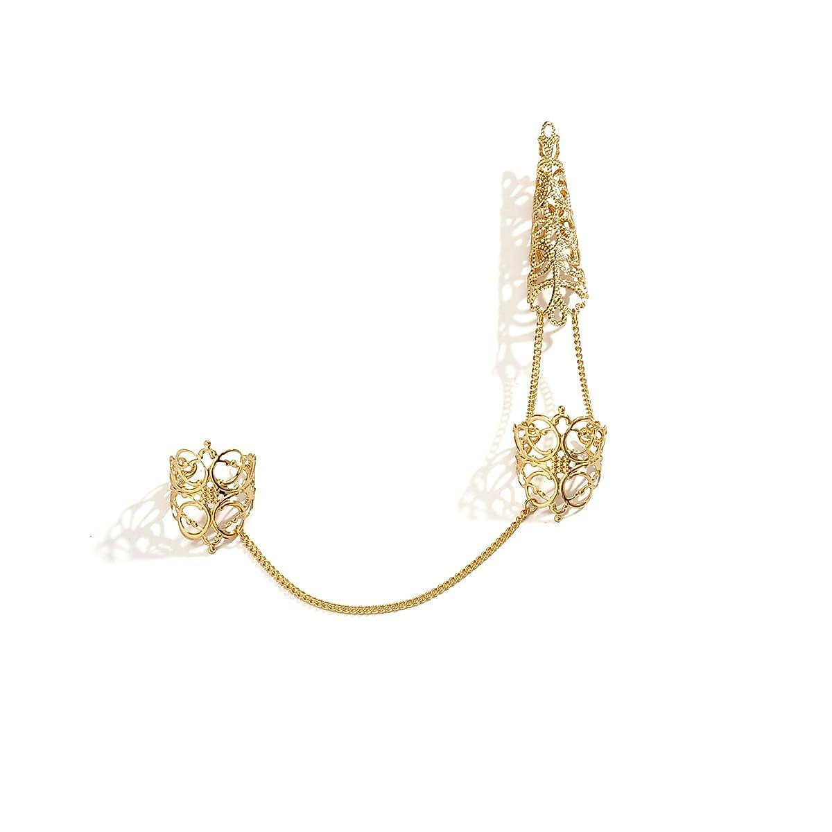 Kenjudess Gothic Finger Nail Tip Claw Rings Queen Costume Claws Knuckle Finger Ring Nail Rings Decoration Accessory for Women (Gold)