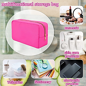 Nylon Makeup Bag Large Makeup Zipper Pouch Preppy Pencil Case for Women Travel Cosmetic Toiletry Bag Skin Care Bag 9.84 * 5.51 * 3.15in (Hot Pink)