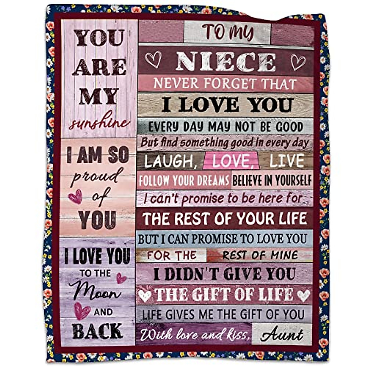 AJIIUSV to My Niece Gifts from Auntie Throw Blanket Niece Gifts Blankets from Aunt Birthday Gifts Christmas Thanksgiving New Year Holiday 50"x60"