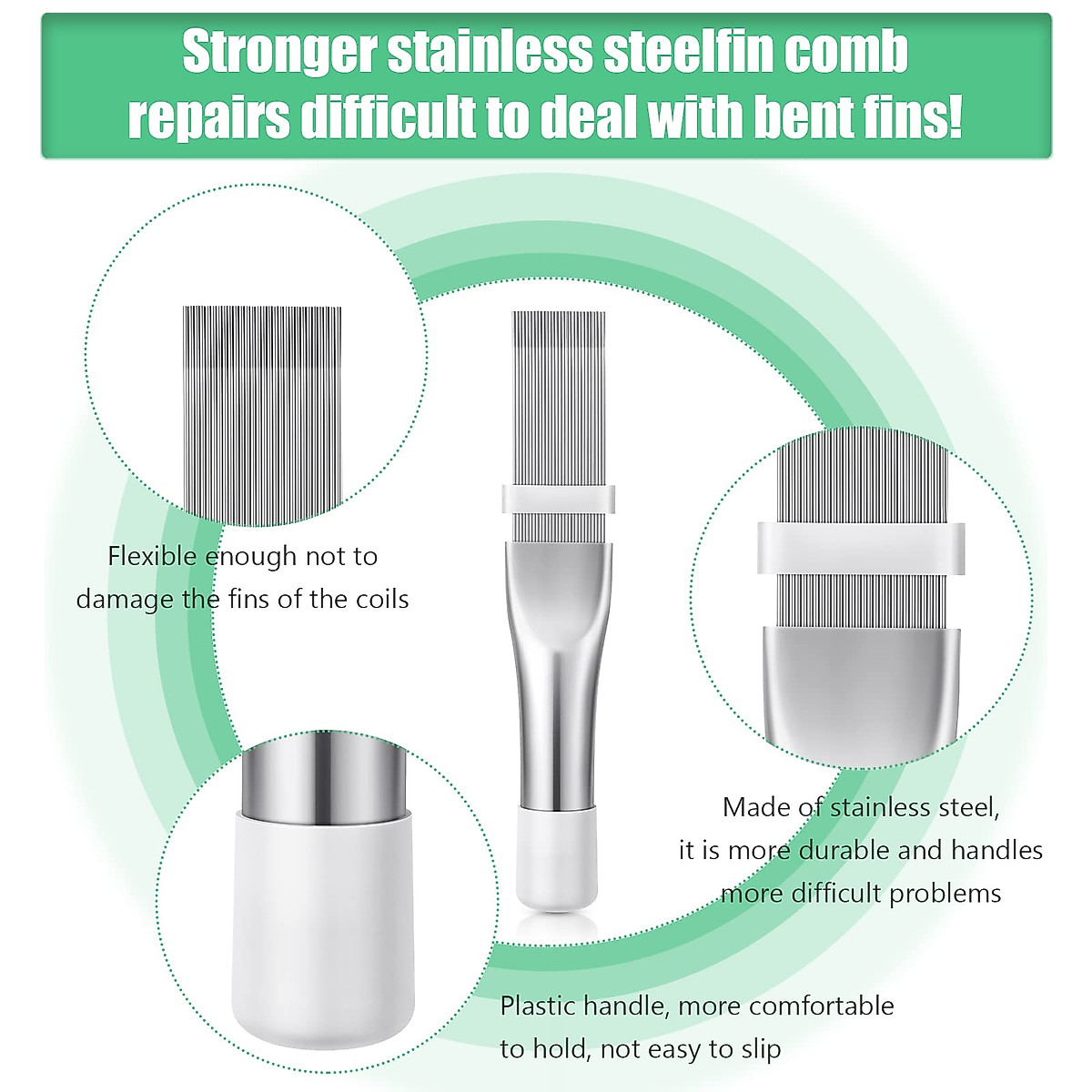 3 Pieces Air Conditioning Brush Set Includes FCR6 Ring Fin Comb Air Conditioner Fin Cleaner Condenser Radiator Fin Comb Stainless Steel Fin Straightener Cleaner Brush Repair Tool for Condenser Coil