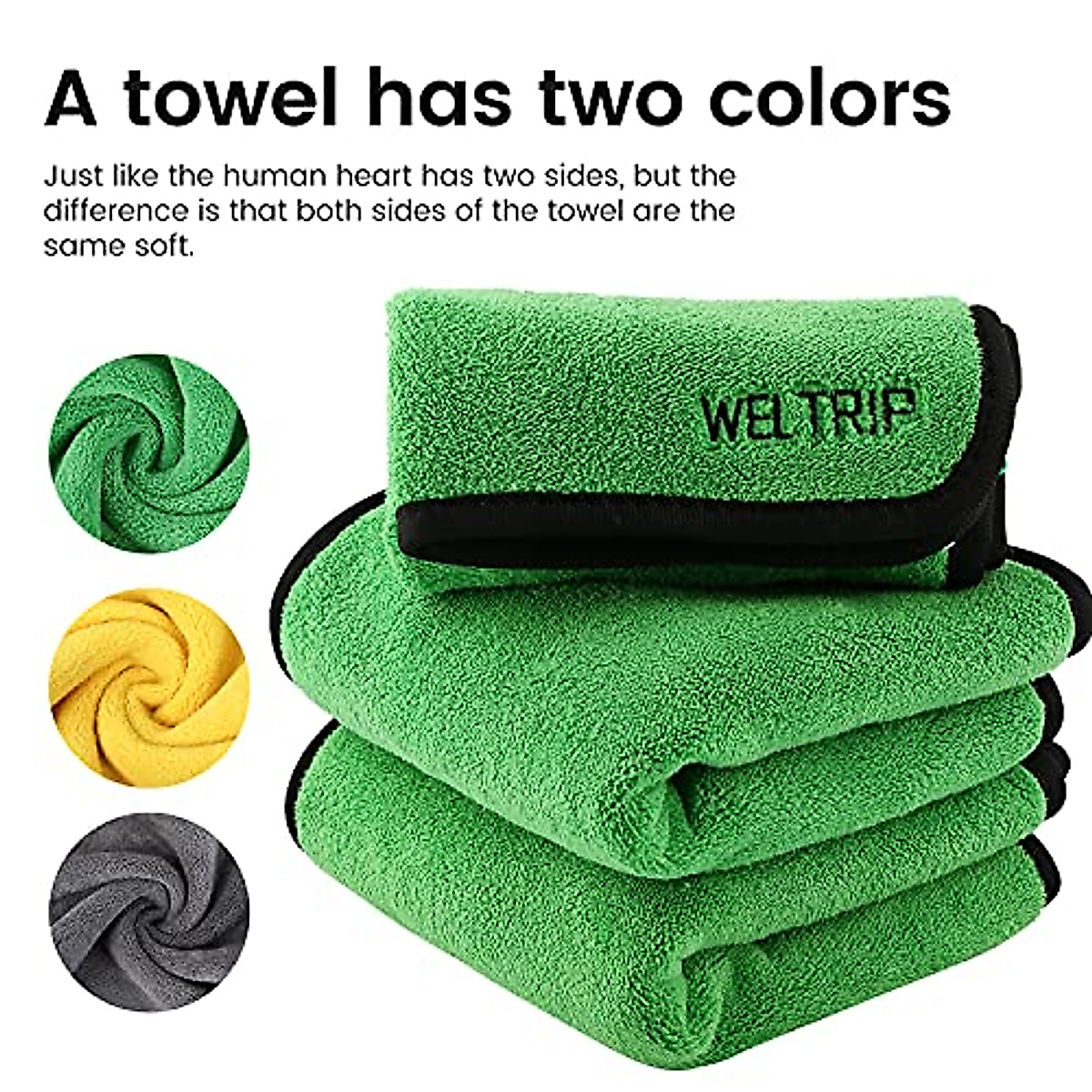 yantu Plush Microfiber Car Drying Towel 24” x 12” (16 Pack) Multipurpose Edgeless Cleaning Towel for Household, Auto Washing, Car Drying, Detailing (Yellow+Green)