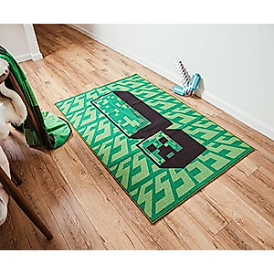 Minecraft Green Creeper Printed Area Rug | 60 x 39 Inches
