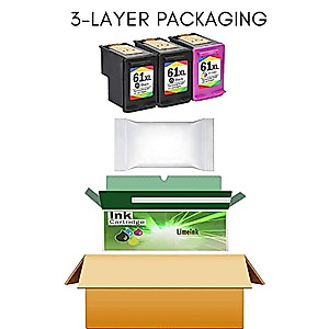 Limeink 3 Remanufactured Ink Cartridge Replacement 61XL High Yield for HP 1000 1010 1050 1055 1510 1512 2000 2050 2510 2512 2514 2540 2542 2543 2549 3000 3050 3050A 3051A 3054A Envy (2 Black, 1 Color)