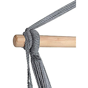 Hammock Hanging Rope Swing Macrame Chair Extra Long Stretching Bed with Max Capacity of 330 Lbs with Complete 360° Rotation Spring Hardware Set Indoor Outdoor Garden Yard (Grey)