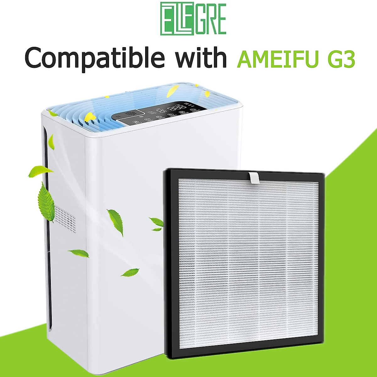 EzLfGre G3 2-Pack Filter Replacement, Compatible with AMEIFU G3 (FXAP2W) Air Purifier(Sferf-30), 3-in-1 H13 True HEPA, 2 Pack