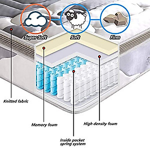 King Mattress, Rucas 12 Inch Memory Foam Mattress in a Box, King Size Mattress for Cool Sleep & Pressure Relief (King, Silver)