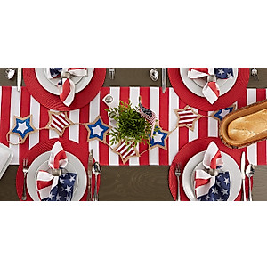 DII 4th of July Stars & Stripes Tabletop Collection Table Runner, 14x72, Red, White, & Blue