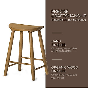 Maven Lane Kitchen Bar Stool, Modern Farmhouse Wood Counter Barstool, Kitchen Island Counterstool, Counter Height Bar Stools for Kitchen, Wide Seat Backless Bar Stools, Luna 26 Inch, Rustic Natural
