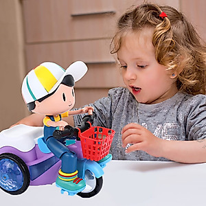 Cevly Robot Toys for Kids,Spinning Stunt Car Toys,Dancing Electric Trike Kids Motorcycle Cartoon Toy,Interactive Toy with Music & Light Christmas Birthday Gifts for 3 4 5 6 7 Year Old Boys Girls