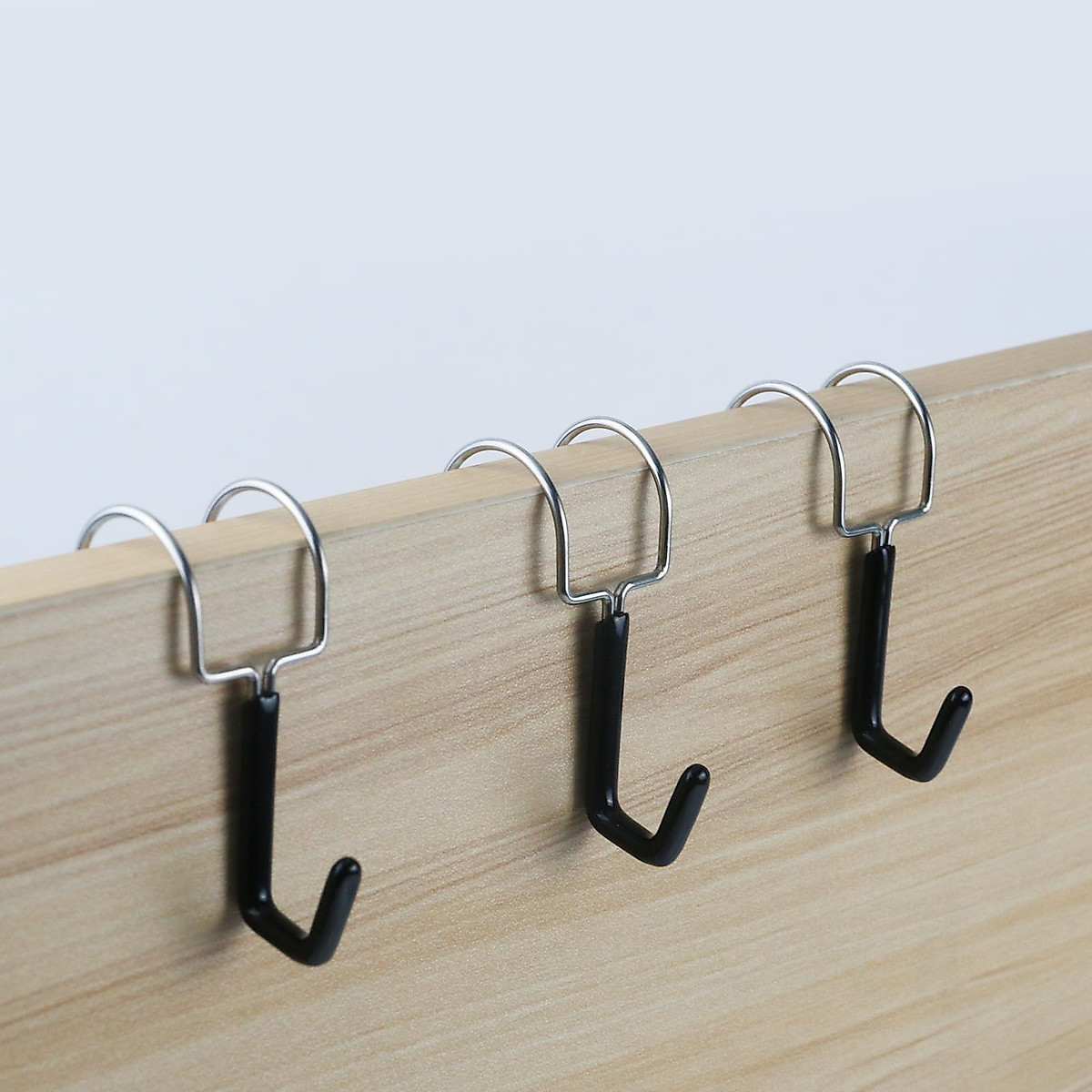 MY MIRONEY 10PCS Over Rod Hook Stainless Steel Over Rod Rail Towel Holder Vinyl Coated Shower Hooks for Rack Shelf Closet Hooks, Fits 0.91"-1.02" Diameter Rod
