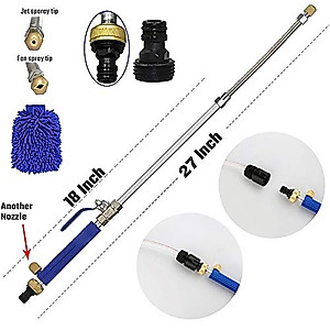 Yiliaw High Pressure Power Washer Wand Extendable Hydro Jet Water Hose Nozzle Flexible Watering Sprayer Cleaning Tool for Garden Gutter Patio Car Pet Window
