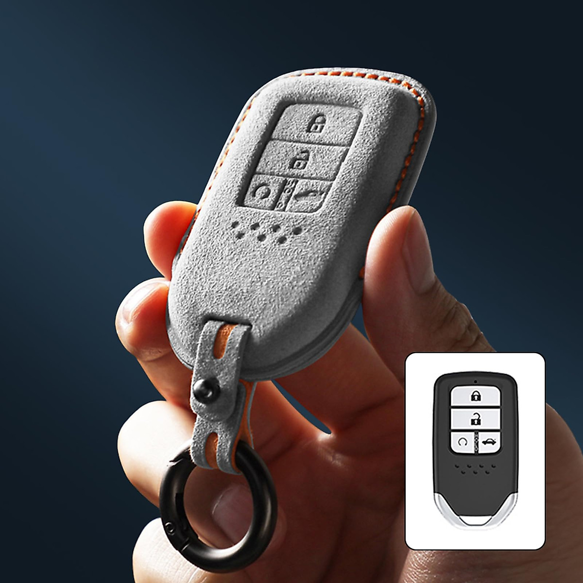 FDAIUN Car Key Bag Key Chain Holder For Honda Civic 11 Three-dimensional Key Fob Holder Auto Key Case Protector (Grey)