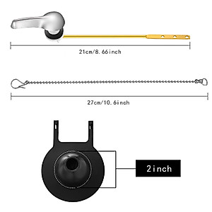 4 Pcs Toilet Handle Replacement Kit Front Toilet Tank Flush Lever Replacement with Toilet Flapper Replacement and 2 Pcs Stainless Steel Chain (Black)