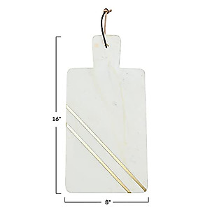 Main + Mesa Marble Cutting Board with Brass Inlay, White