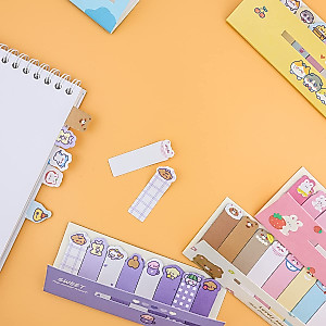 LEEFONE 10 Pack Cute Animals Bookmarks Memo Pad Sticky Note Paper Sticky Notes Page Flags, 5 Styles Self-Stick Tab Bookmark Marker Pad for Office School, 120 Sheets/Pack, 1200 Sheets