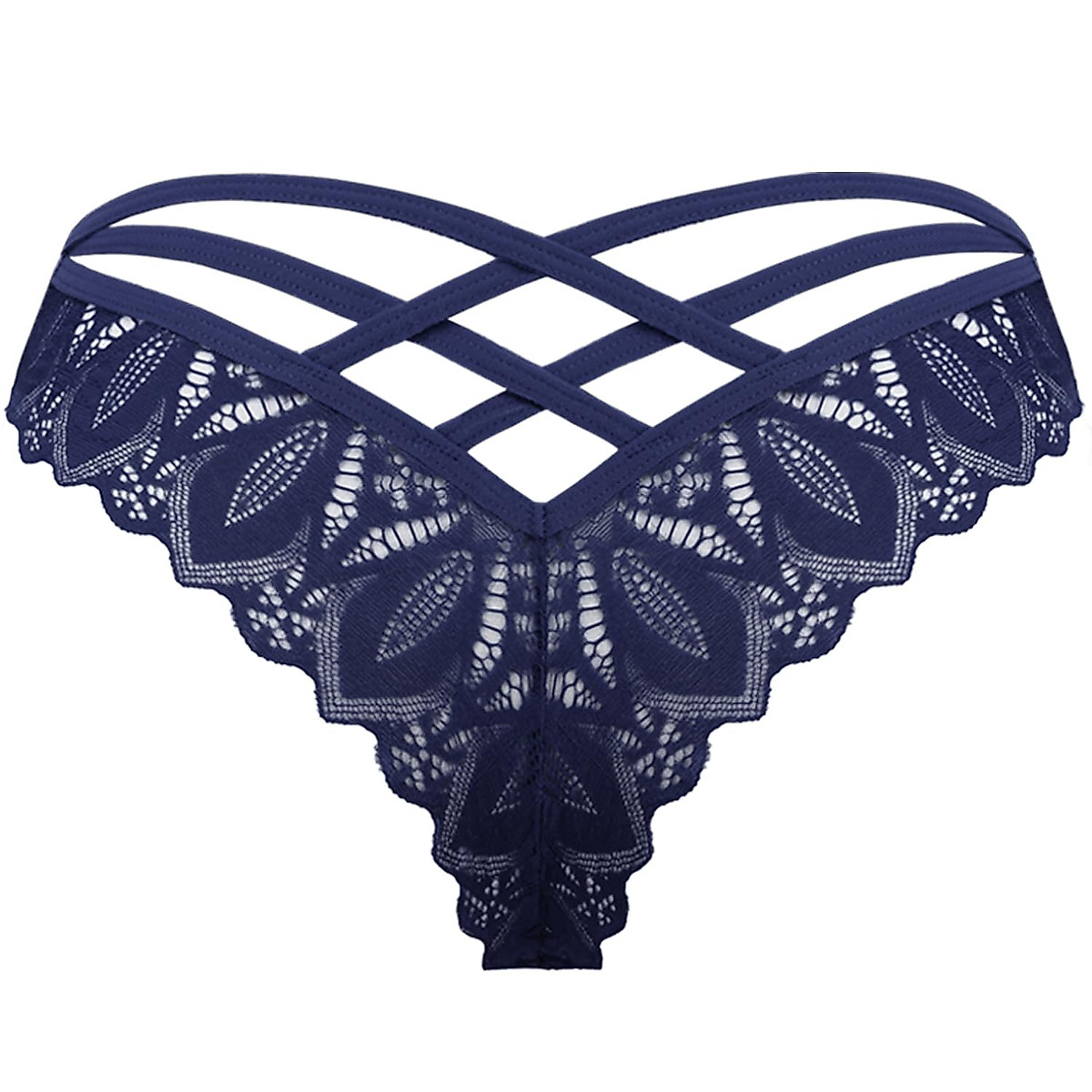 Avidlove Women‘s Cheeky Underwear Floral Lace Panties Criss Cross Bikini Panties Dark Blue M