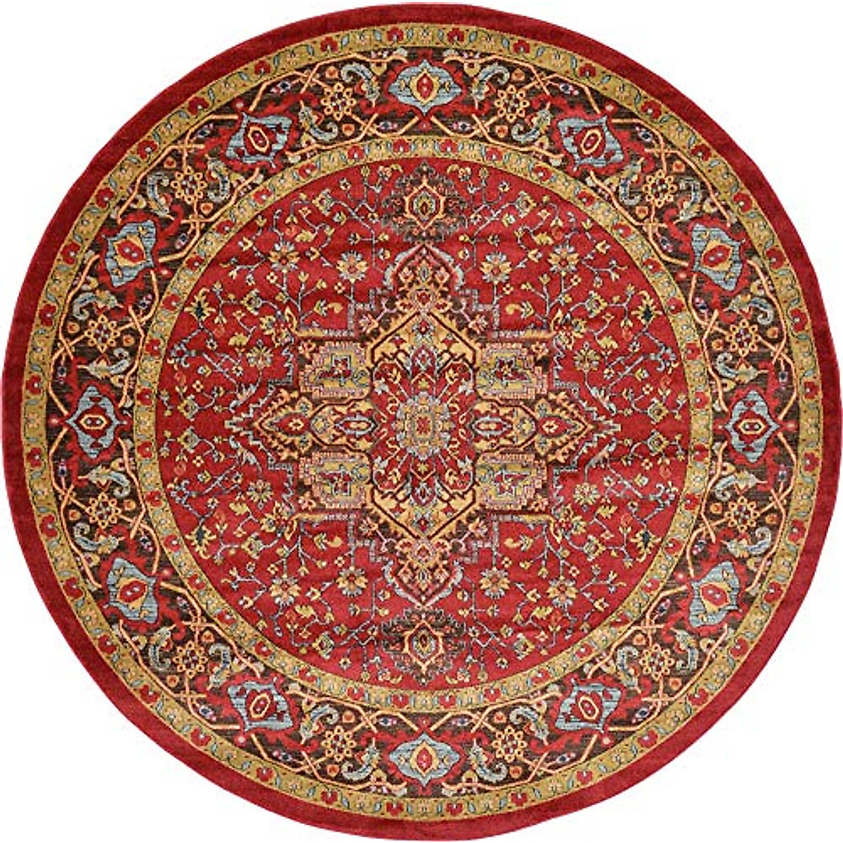 Unique Loom Sahand Collection Traditional Geometric Classic Red Round Rug (8' 0 x 8' 0)