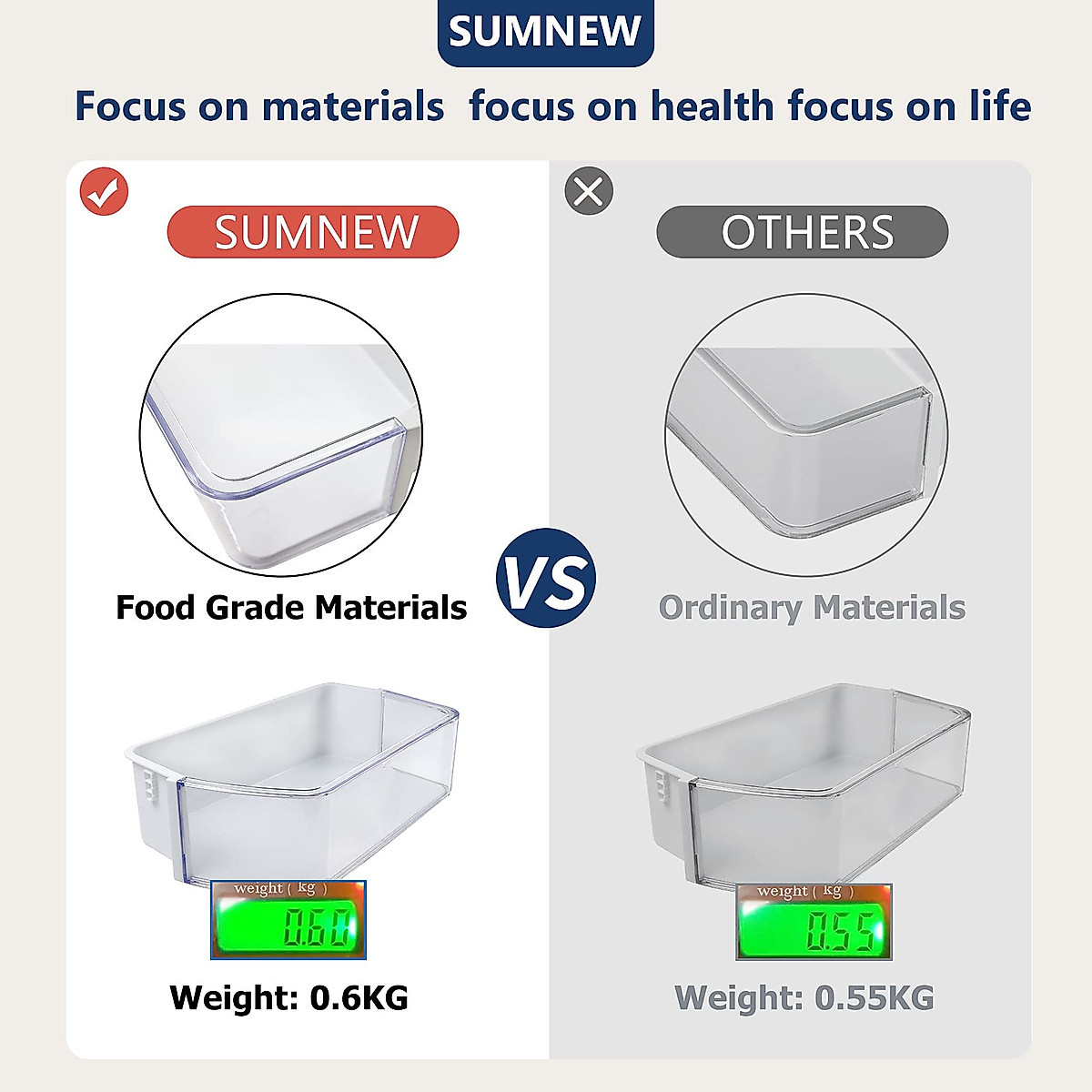 DA97-12657A Refrigerator Door Shelf Replacement Compatible with Samsung RF260BEAESG, RF261BEAESP, RF262BEAESR, NO. PS4176661,DA63-06867, AP5621270 (Left)