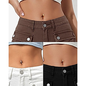 Melighting 14G Belly Clicker Hoop Stainless Steel 316L Belly Button Rings for Women Reverse Curved Belly Rings Clicker Belly Piercing Hoop for Women