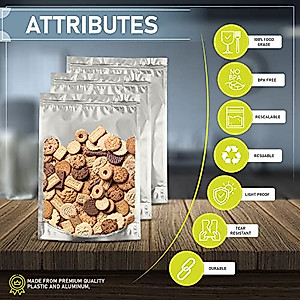 30 Pieces Mylar Storage Transparent Bags, 15 1 Gallon 10"x14" and 15 1 Quart 8"x12" Extra Thick 9.5 Mil Bags with Stand up Ziplock Pouches for Long Term Food Storage and Freezer Proof Bags