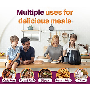 Air Fryer Disposable Paper Liner with Design | 100 Pcs Fit for 5 to 8 QT Basket | Non-Stick Oilproof Parchment Sheets for Microwave | 8” Square