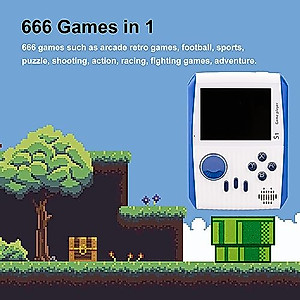 Retro Game Console Handheld, Mini Handheld Game Console for Kids with 666 Classic Retro Games, 1020mAh Rechargeable Battery, 3 Inch Screen Gameboy, Birthday Game Toy for Boy Girl (White)