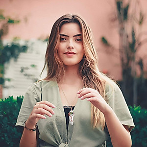 Jovivi 7 Chakra Gemstone Necklace Wire Wrapped Natural Clear Quartz & 7 Tumbled Stones Healing Crystal Point Pendant Necklace Mother's Day Gift