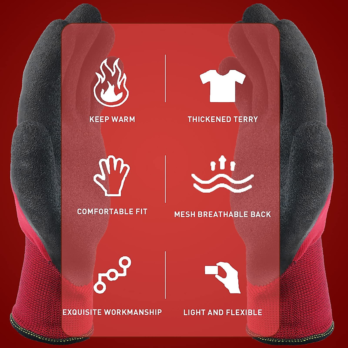 LOCCEF 2 Pairs Winter Work Gloves for Men and Women, Freezer Gloves for Work Below Zero, Thermal Insulated, Super Grip (L)