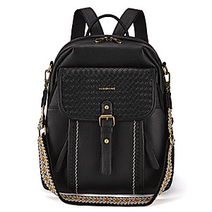 Missnine Leather Backpack Purse for Women, Anti-theft Backpack, Convertible Shoulder Bag with Secured Zippers for Travel Work, Black