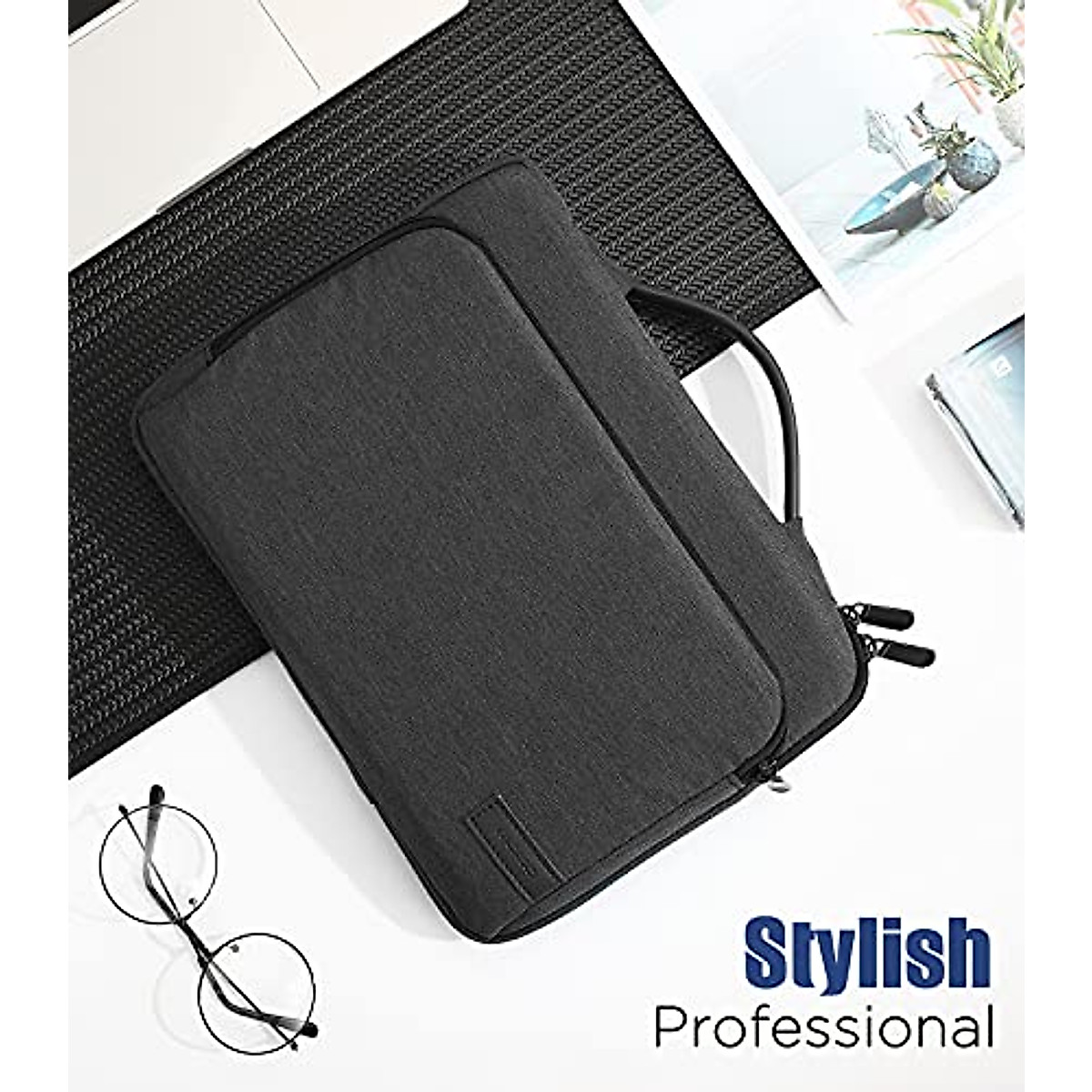 MoKo 9-11 Inch Tablet Sleeve Bag Carrying Case with Retractable Handle Fits New 11-inch iPad Pro M4/iPad Air M2 2024, iPad Air 5/4th 10.9, iPad 10th Gen 10.9, iPad Pro 11, iPad 9/8th 10.2, Black&Gray
