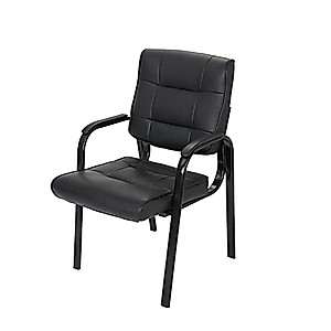 Indoor and Outdoor Use Chair Leather Guest Chair Black Waiting Room Office Desk Side Chairs Reception