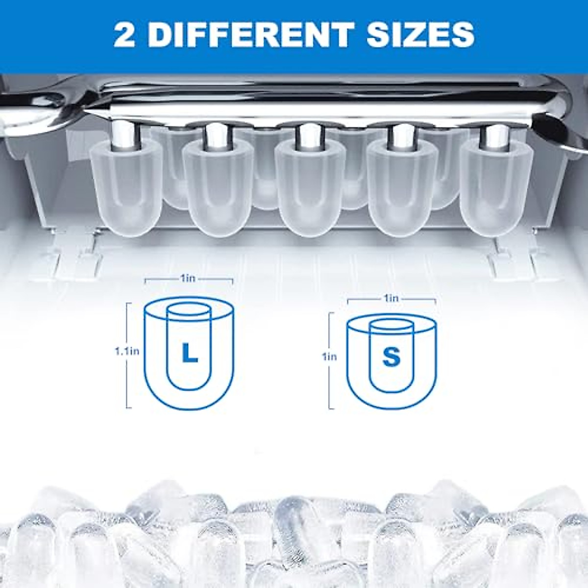 Countertop Ice Maker, Chewable Pebble Portable Ice Maker Machine, 9 Cubes Ready in 6 Mins, 26lbs/24H, Self-Cleaning Ice Machine with Ice Scoop and Basket, for Home Kitchen Office Bar Party