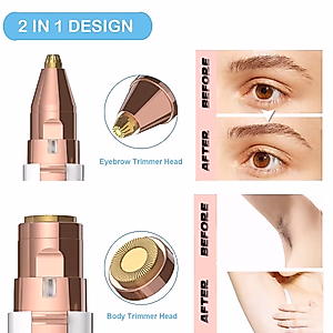 JNATER Eyebrow Razor,Facial Hair Removal for Women, (USB Rechargeable), 2 in 1 Eyebrow Trimmer and 100% Painless Hair Remover with Light for Nose, Lips, Face, Body